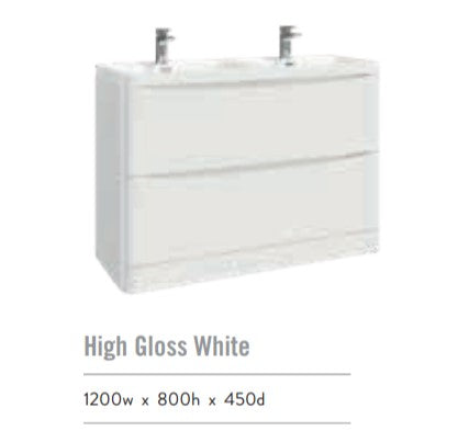 Bella Floor Standing Vanity units with Double Basin - High Gloss White ...